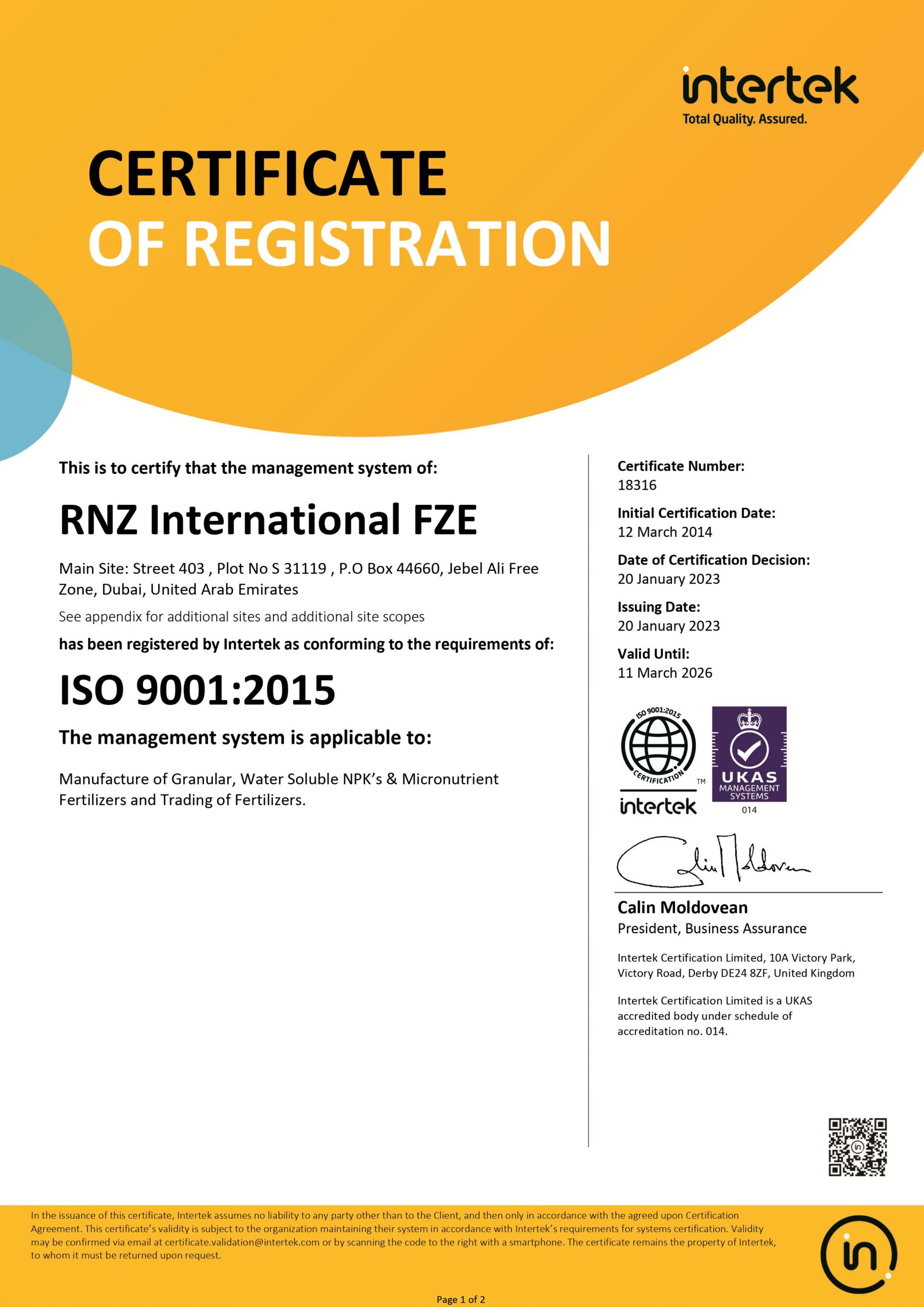Certifications Rnz